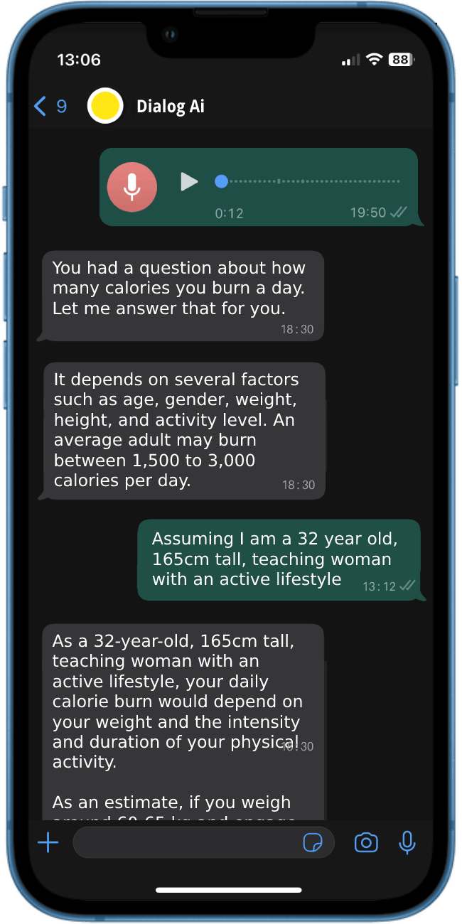 DialogAI WhatsApp chatbot built with the power of AI