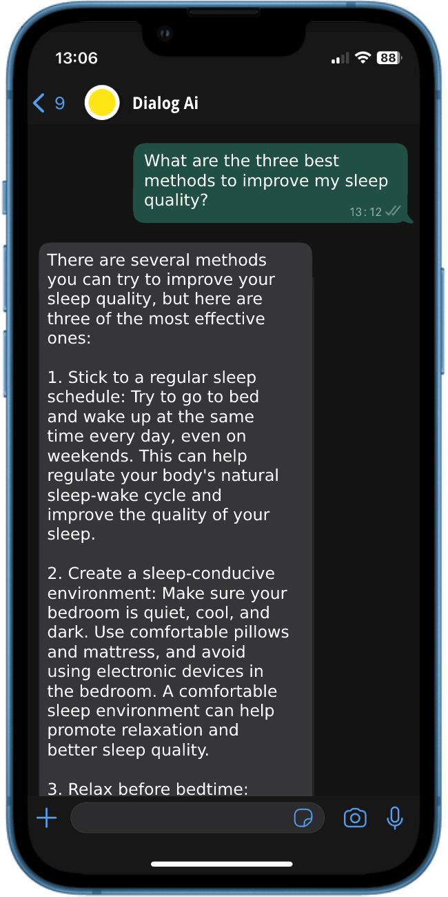 DialogAI WhatsApp chatbot built with the power of AI